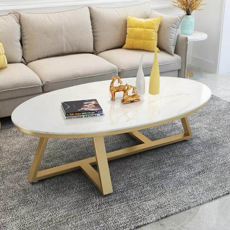 Oval Marble Coffee Table Gold – Easycraft